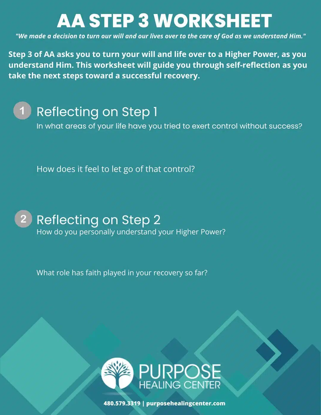 Downloadable Step 3 AA Worksheet | Purpose | Get Support